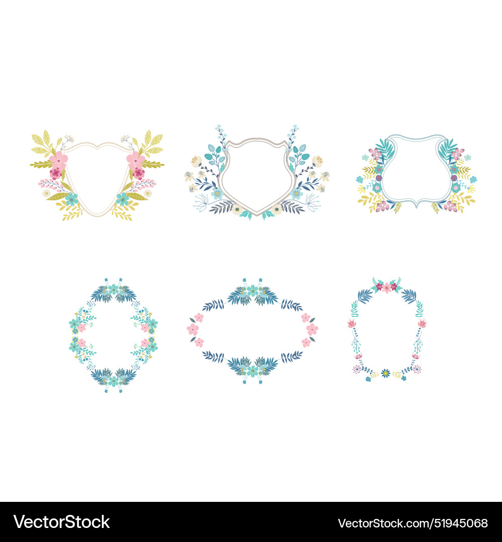 Floral wedding crests Royalty Free Vector Image