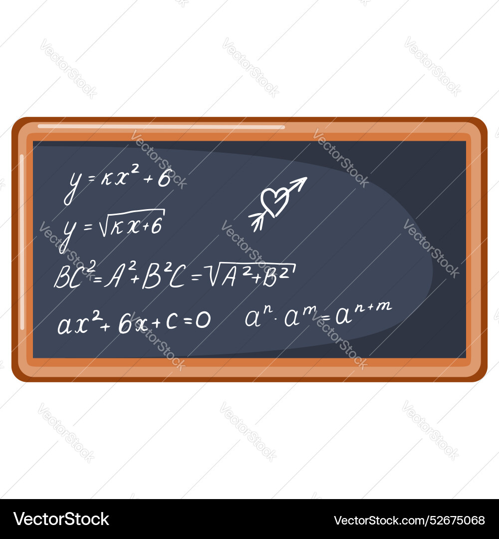 Mathematical formulas are written on the board Vector Image
