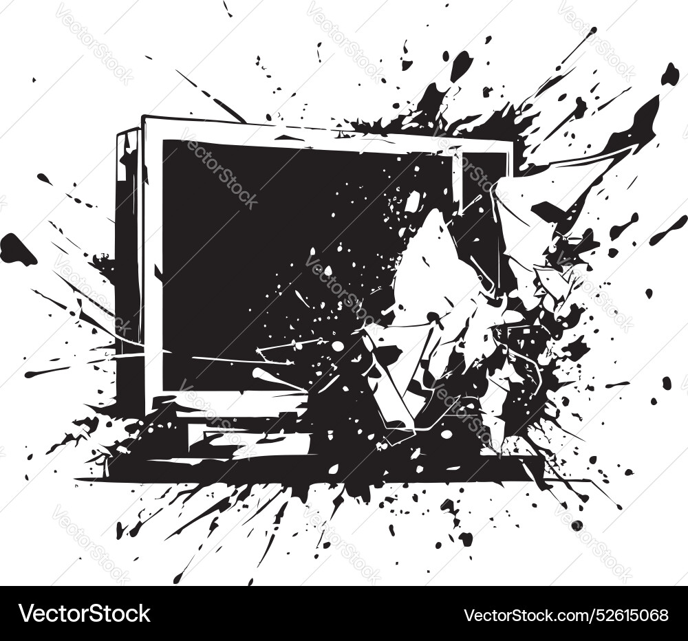 Shattered screen graphic of smashed tv broken Vector Image
