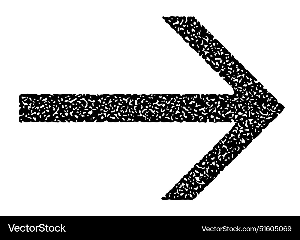 Black textured straight arrow Royalty Free Vector Image
