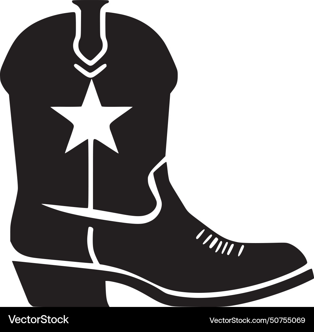 Cowboy boot - black and white Royalty Free Vector Image