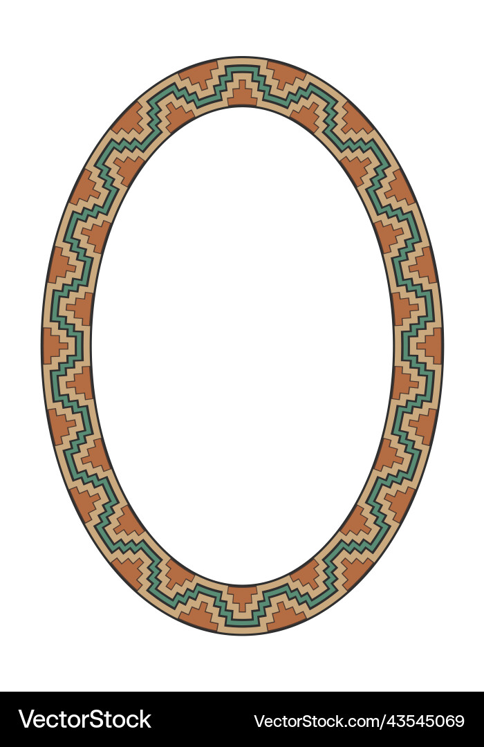 Ethnic frame oval border with geometric mexican Vector Image