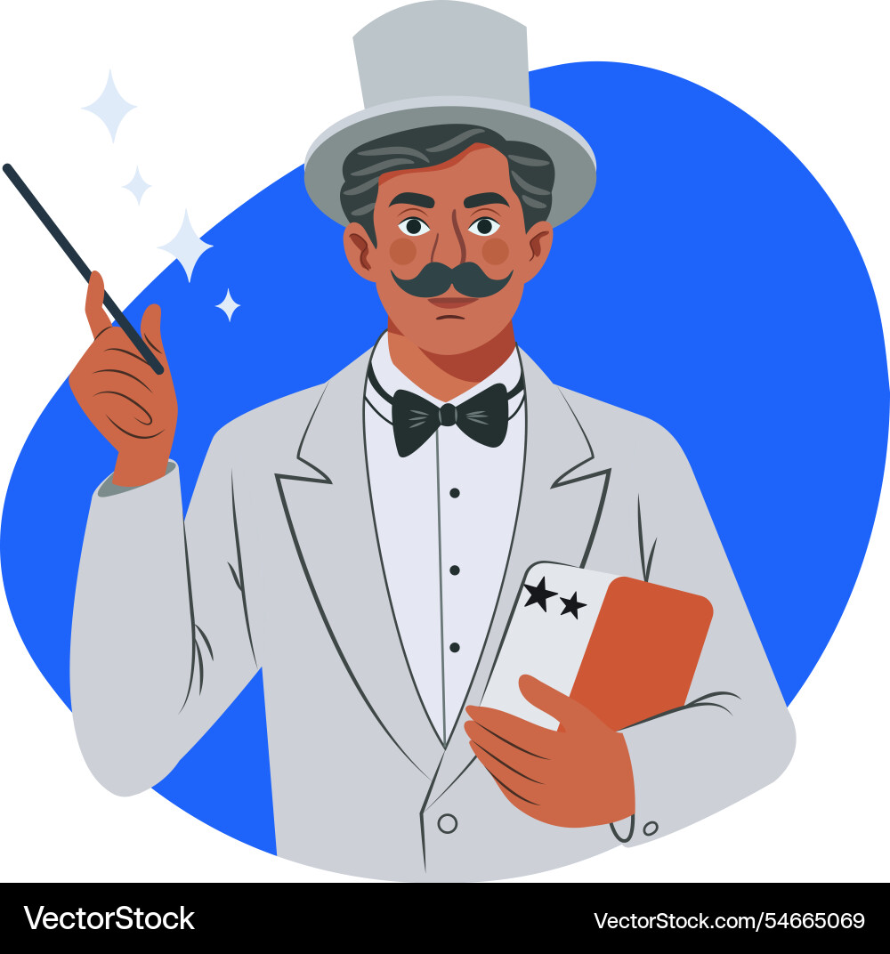 Magician in a flat style Royalty Free Vector Image