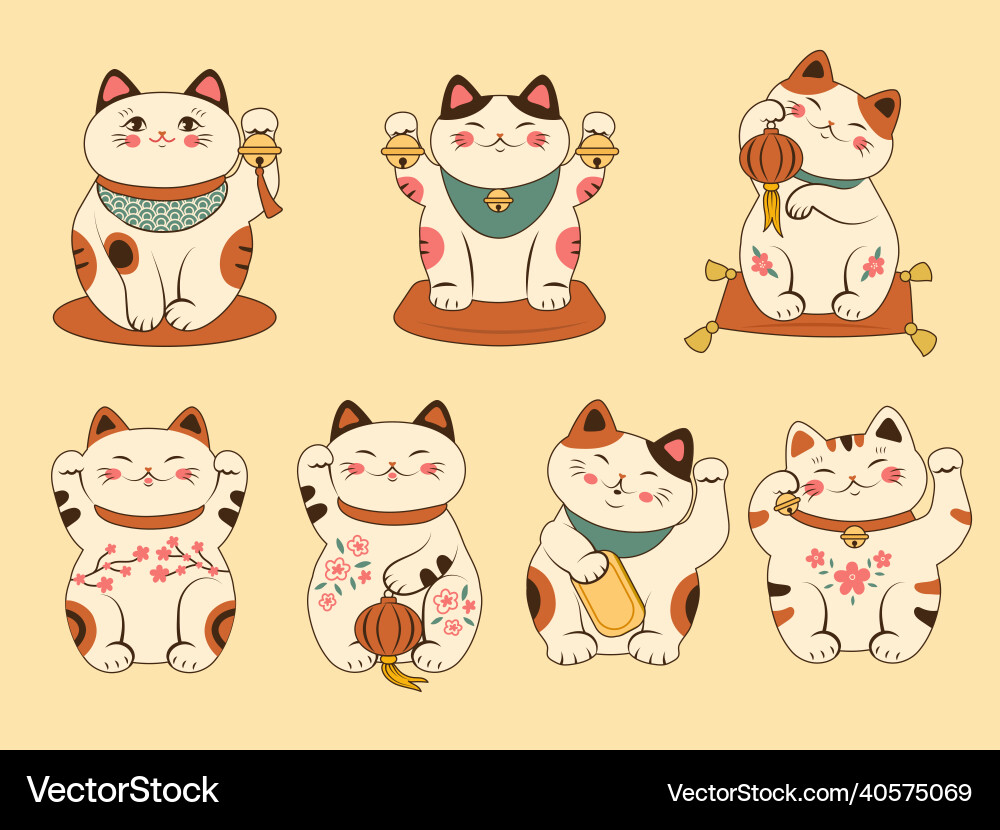 Maneki neko chinese authentic character asian Vector Image