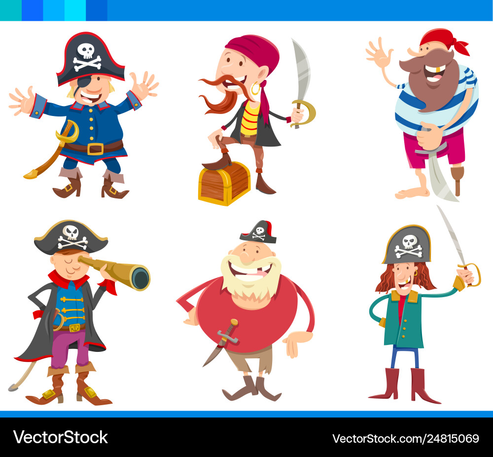 Pirate Characters Fantasy Set Royalty Free Vector Image