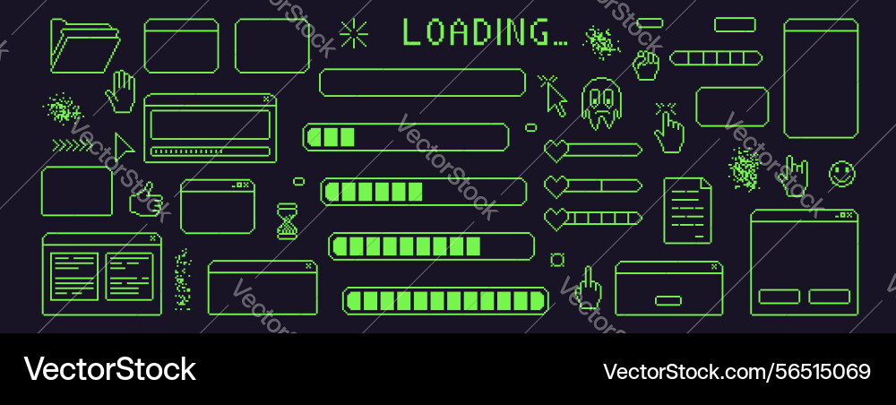 Pixel art retro windows interface 8 bit text Vector Image