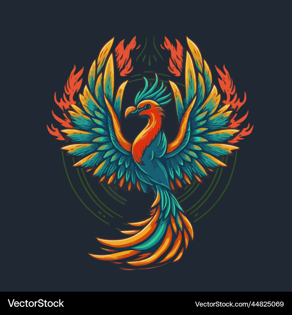 Red Phoenix Shield Logo - Mascot Character Vector Image