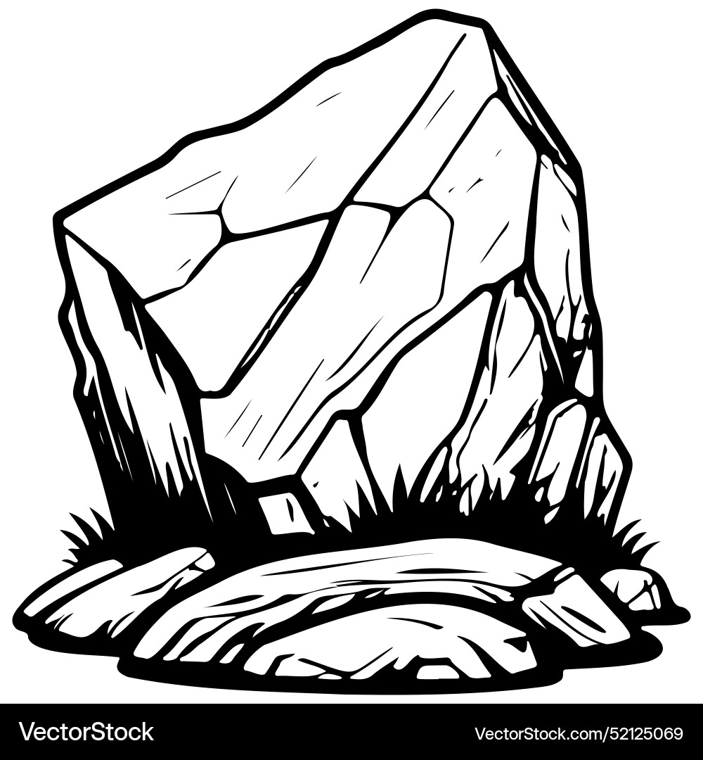 Rock drawing vintage line image Royalty Free Vector Image