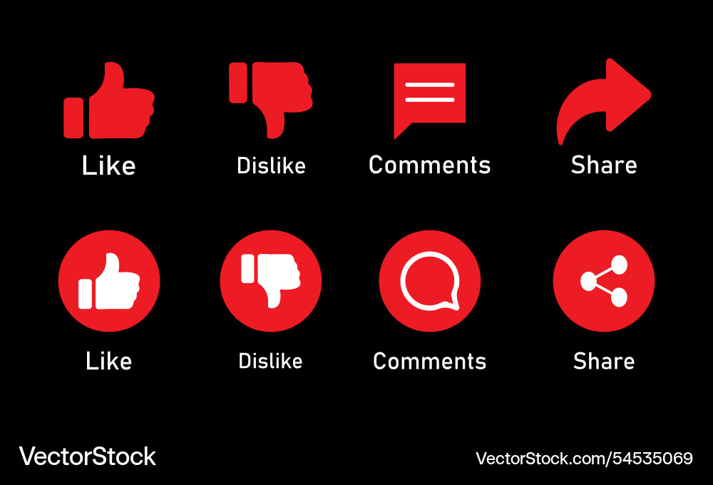 Social Media Icons - Like, Comment, Share Vector Image