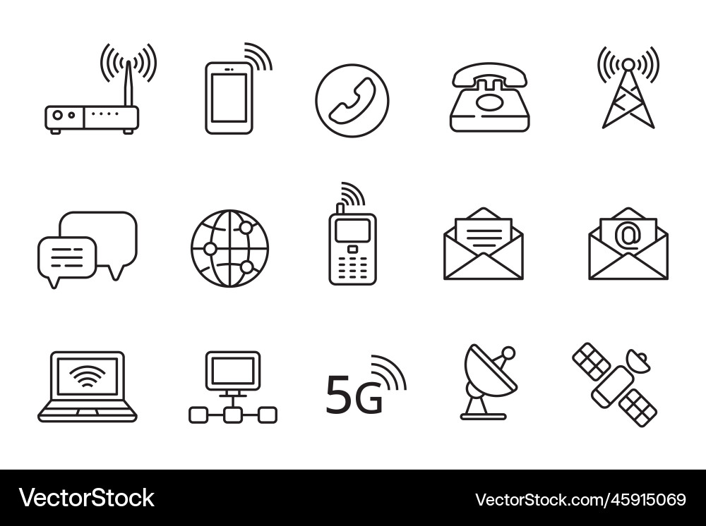 Telecommunication Icons - Linear Style Royalty Free Vector