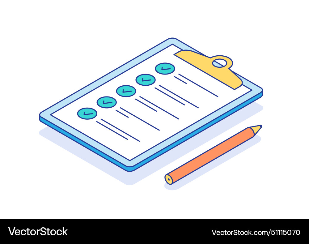 Checklist isometric top view isolated on white Vector Image