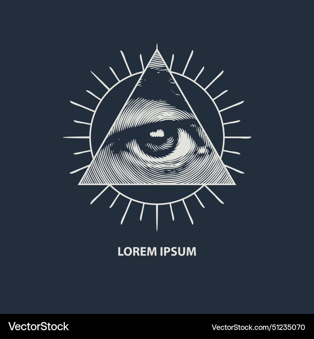 Eye of providence in a triangular pyramid Vector Image