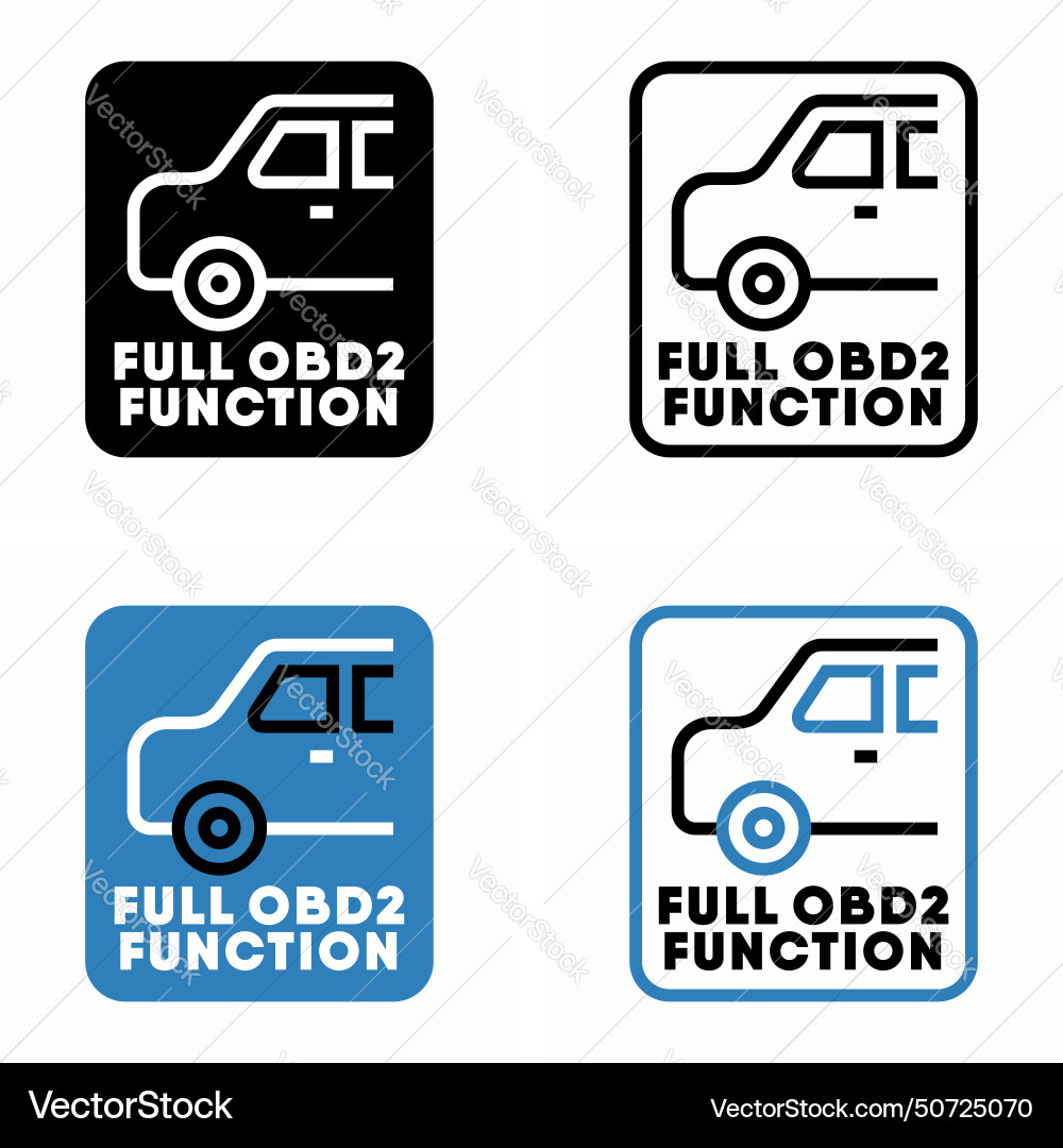 Full obd2 function information sign Royalty Free Vector