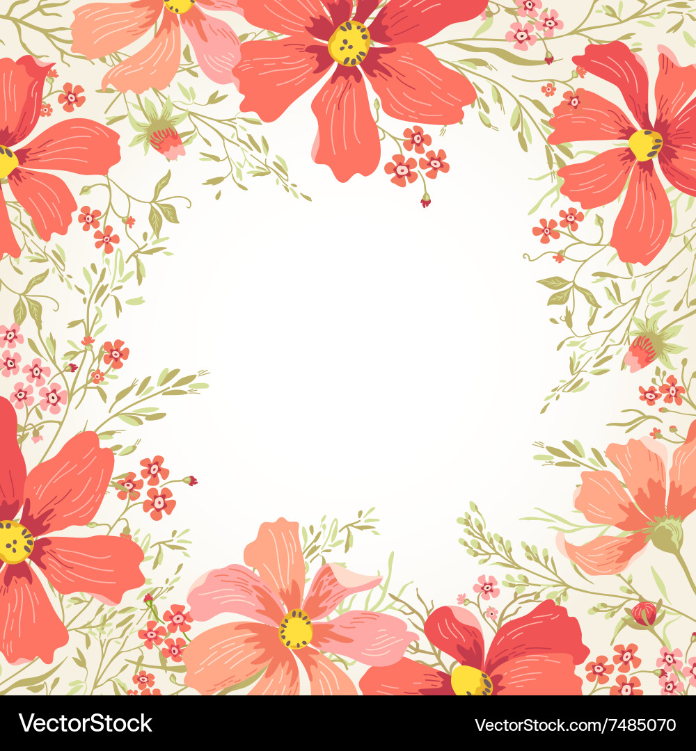 Invitation with colorful abstract flowers Vector Image