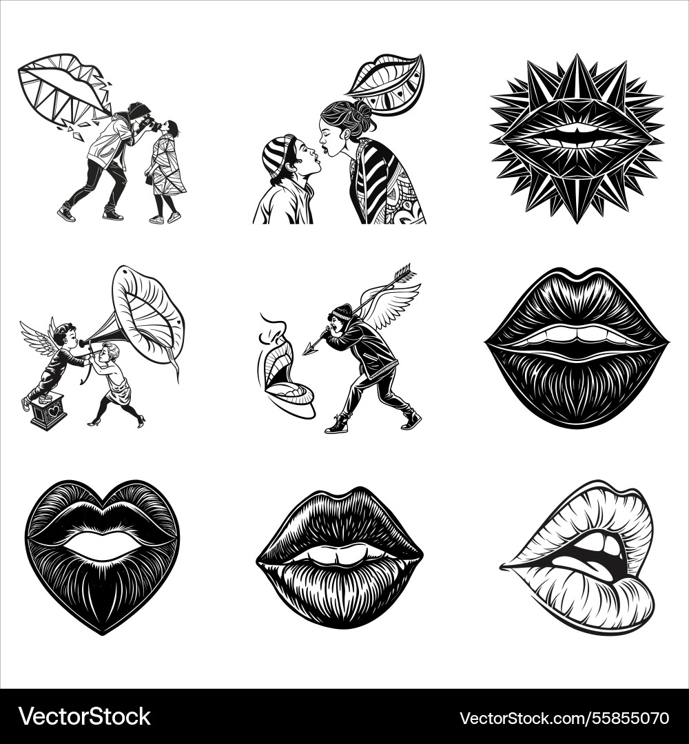 Lips bundle Royalty Free Vector Image - VectorStock
