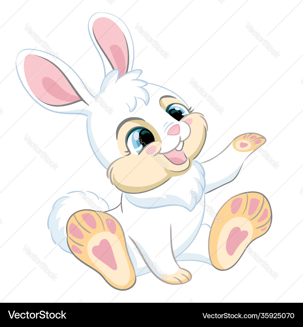 Little cute funny white sitting rabbit Royalty Free Vector