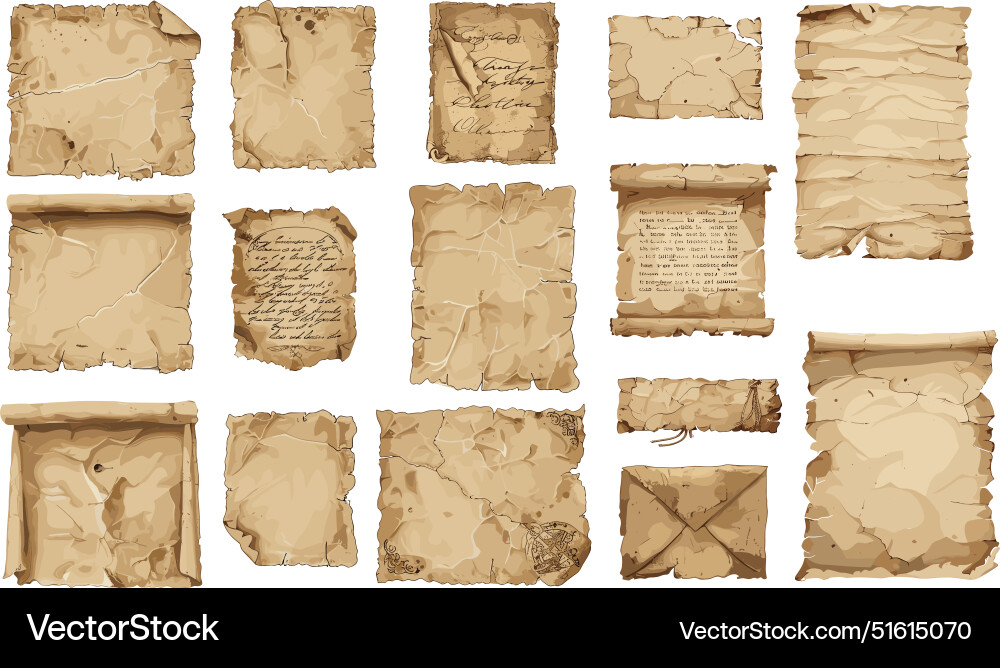 Old paper pages textures antique dirty sheet Vector Image