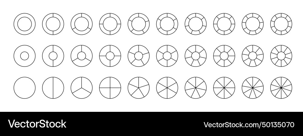 Pie chart circle outline template diagram Vector Image