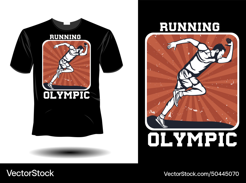Running olympic mockup retro vintage design Vector Image