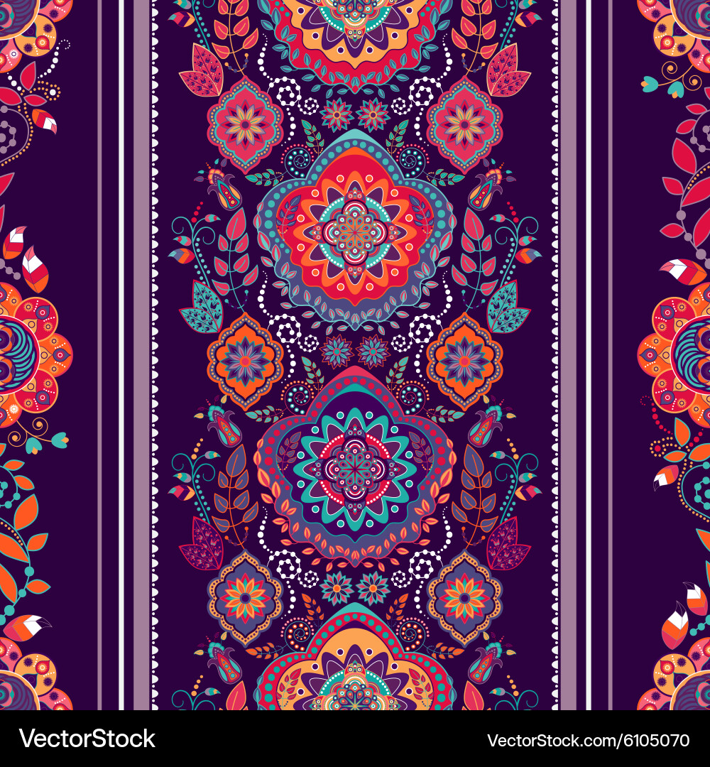 Striped floral pattern Royalty Free Vector Image