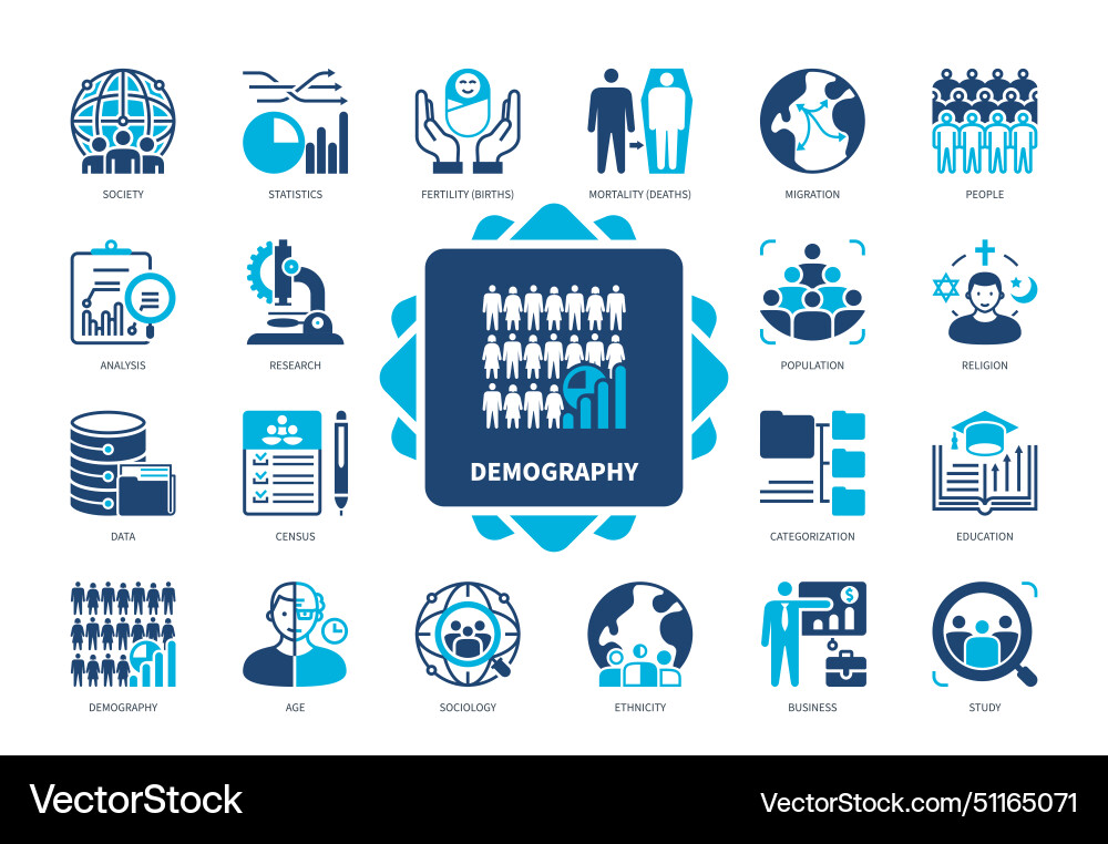 Demography solid icon set Royalty Free Vector Image