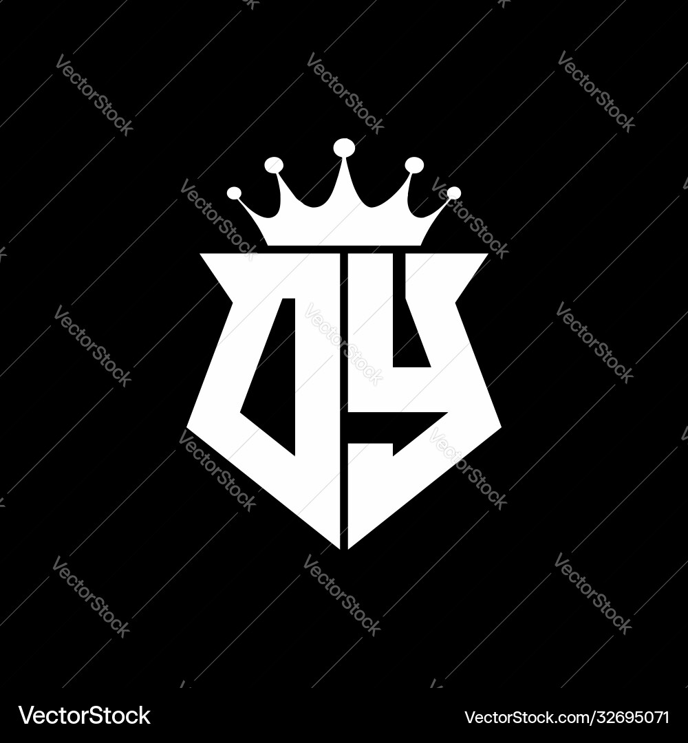 Dy logo monogram shield shape with crown design Vector Image