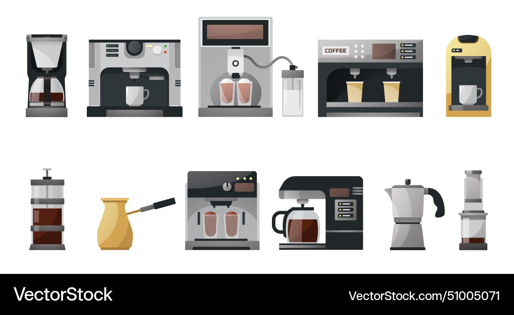 Espresso coffee machines vintage automatic Vector Image