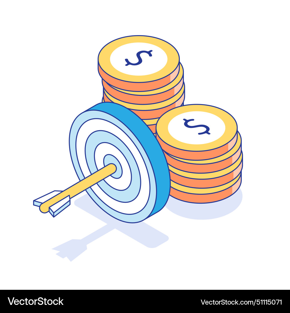 Financial target goal outline isometric concept Vector Image