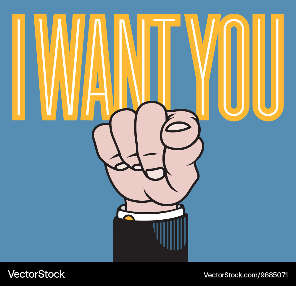 I want you pointing finger Royalty Free Vector Image