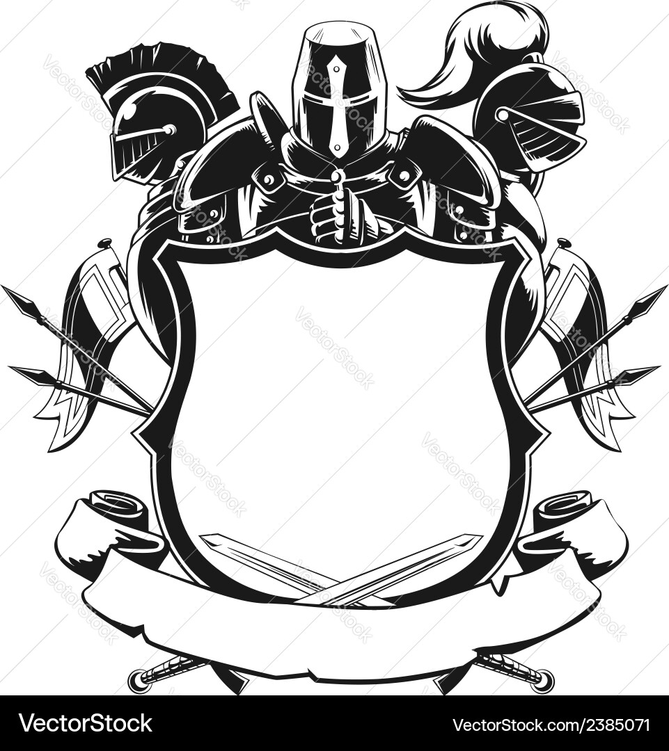 Knight Shield Ornament Collection Royalty Free Vector Image