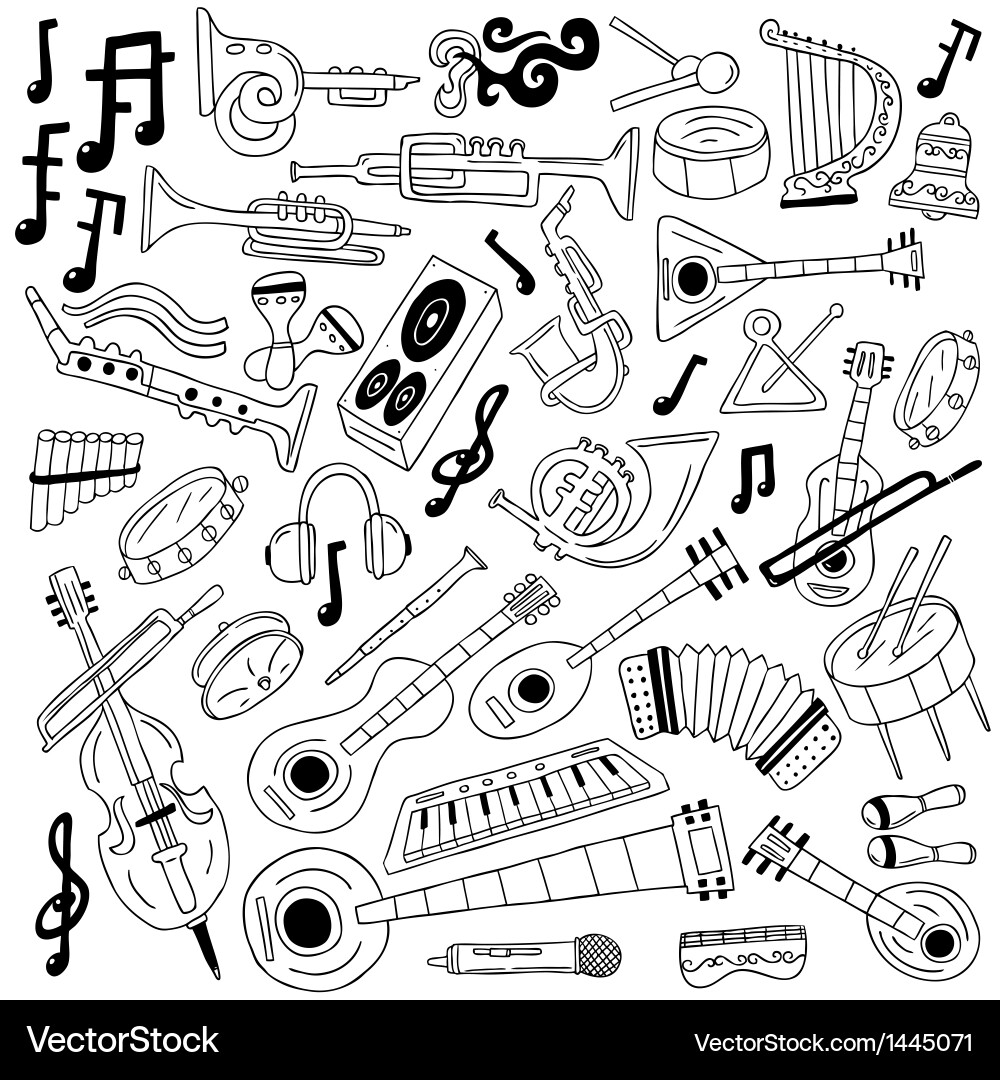 Musical Instrument Doodles Royalty Free Vector Image