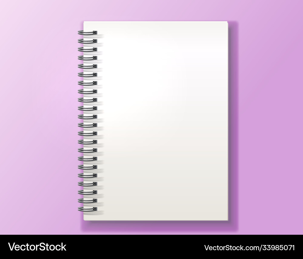 Realistic blank spiral notebook with rings Vector Image