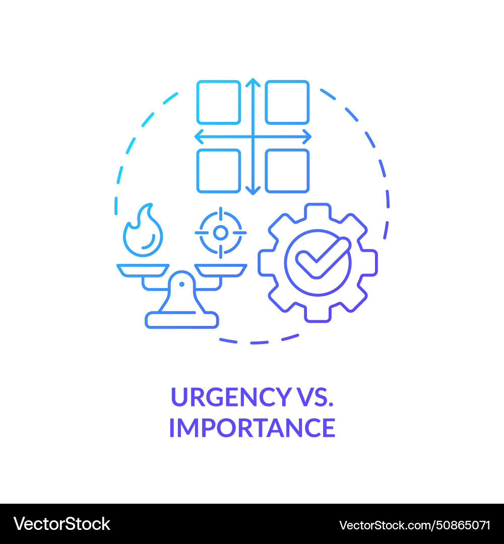 Urgency vs importance blue gradient concept icon Vector Image
