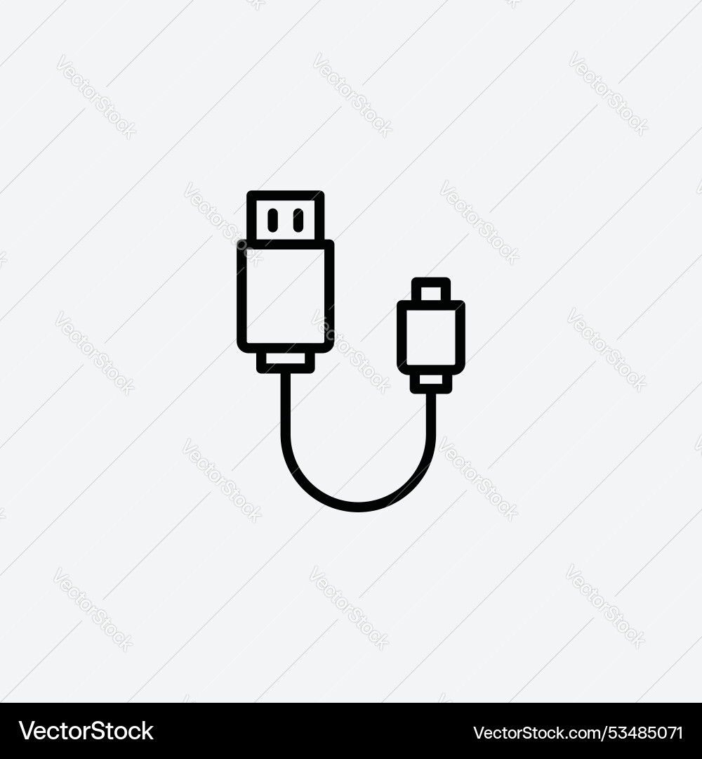 Usb cableline in thin line black color flat Vector Image