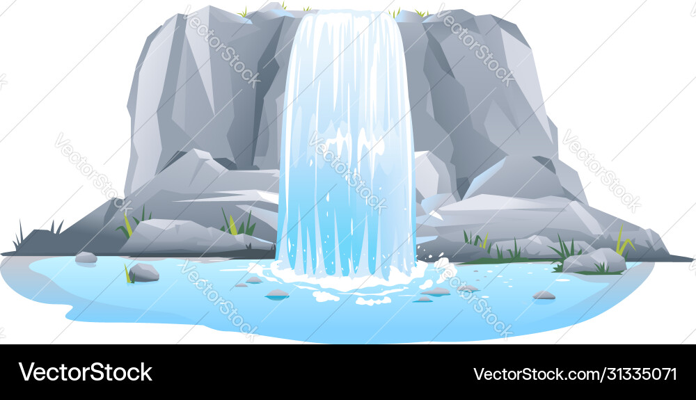 Waterfall in front view isolated Royalty Free Vector Image