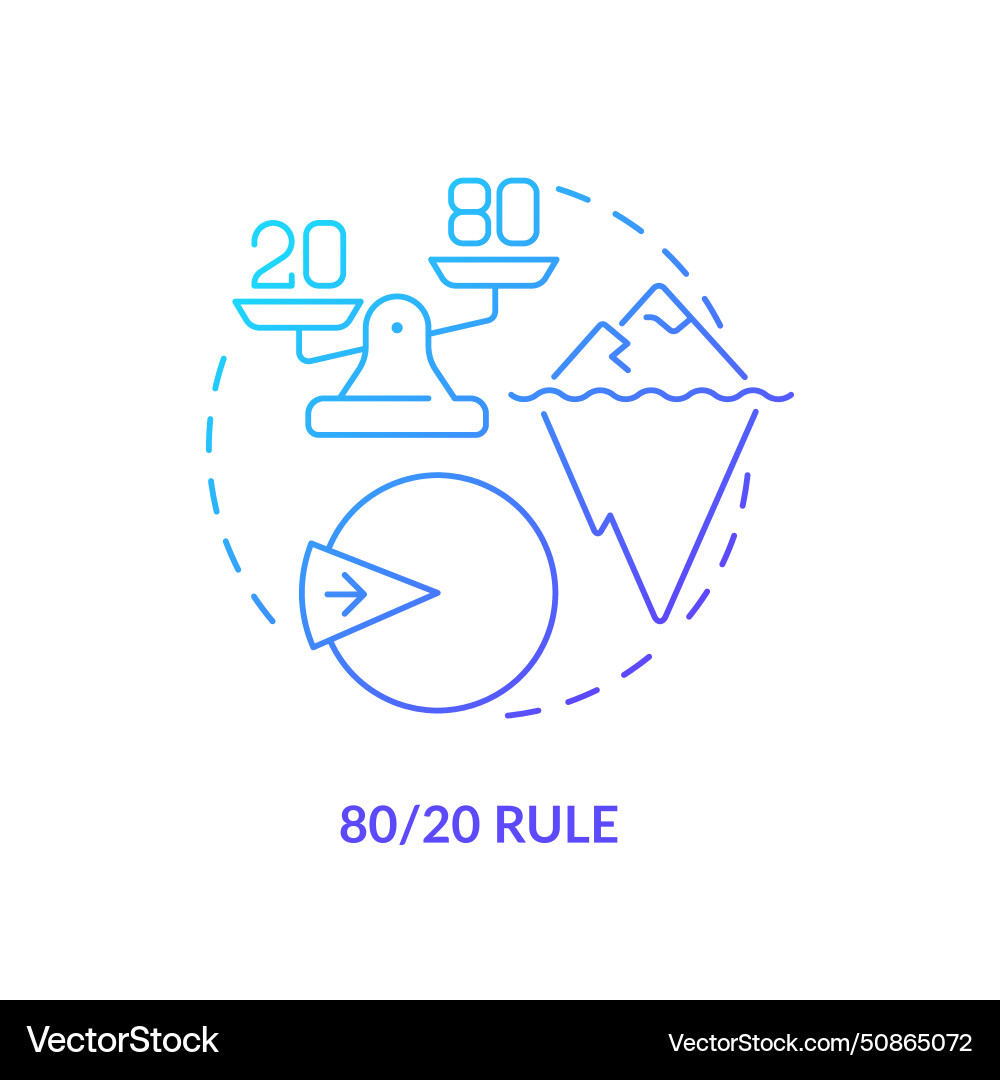 80 20 rule blue gradient concept icon Royalty Free Vector