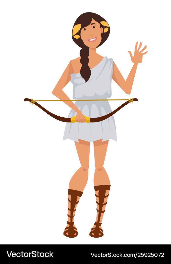 Artemis ancient greek goddess with bow symbol Vector Image