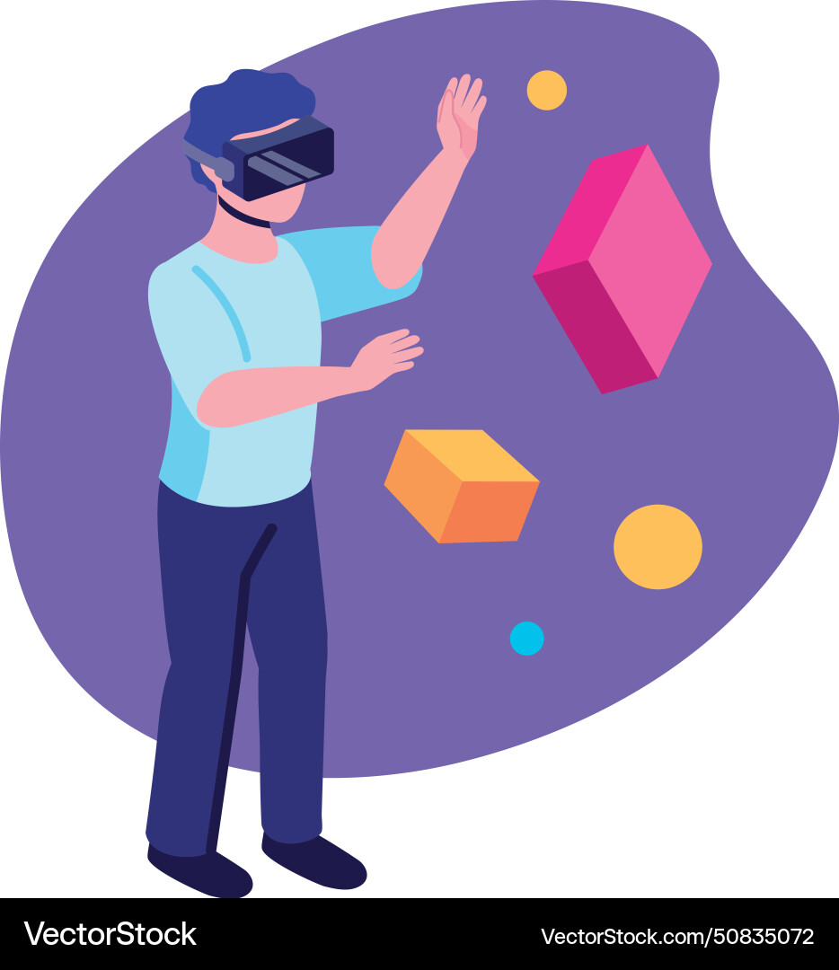 Augmented reality gamer with headset Royalty Free Vector