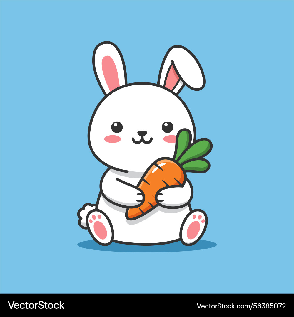 Cute rabbit holding carrot cartoon Royalty Free Vector Image