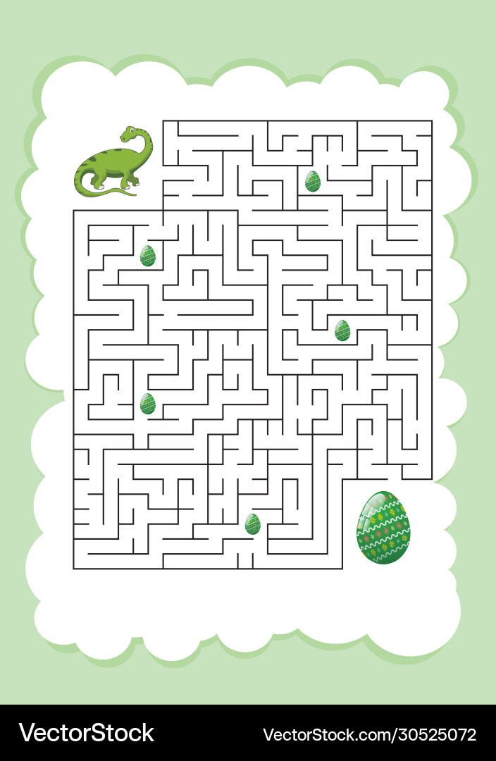 Dinosaur mazes for kids maze games worksheet Vector Image