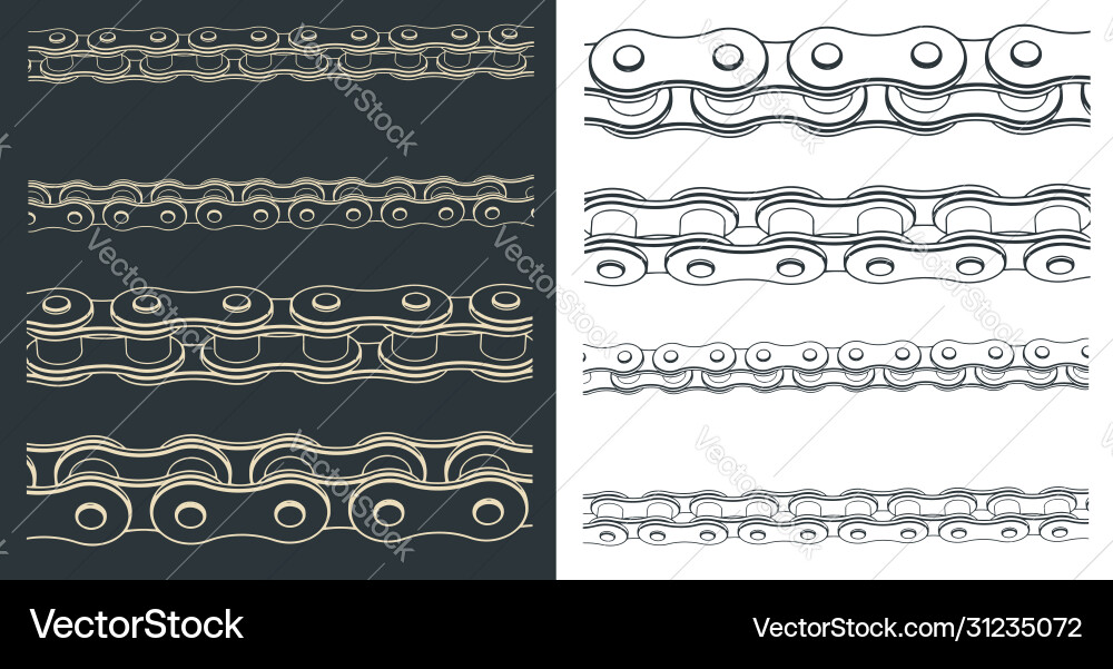 Mechanical chain transmission set Royalty Free Vector Image