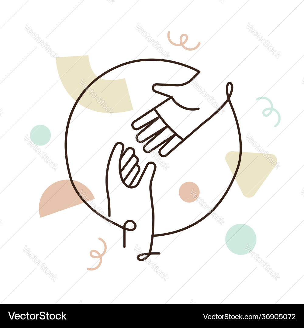 People hands reaching out concept help line icon Vector Image