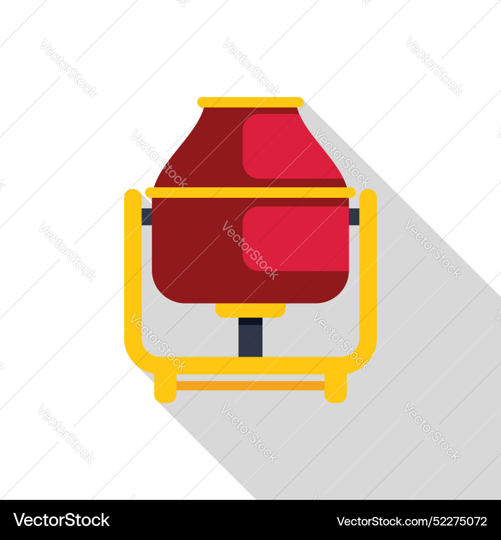 Red concrete mixer mixing cement for construction Vector Image