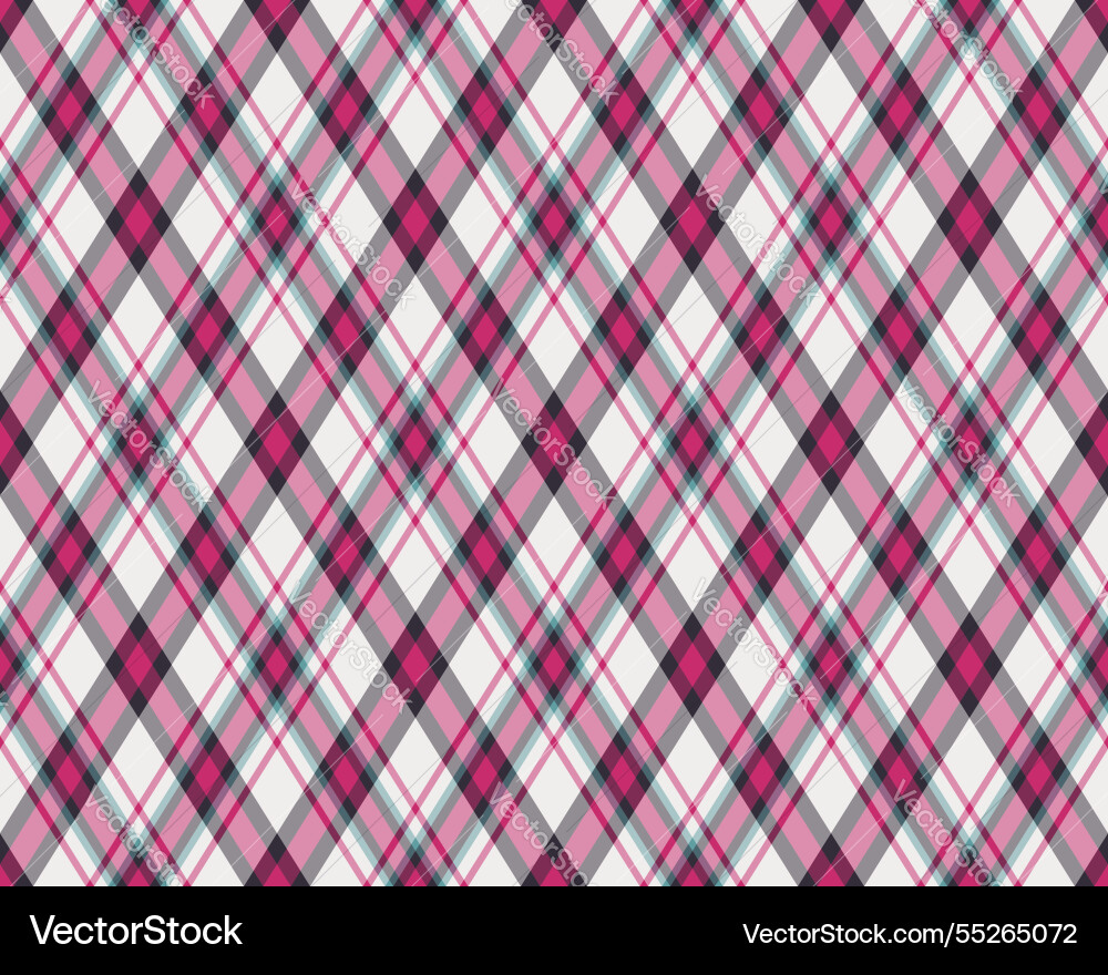 Vibrant pink and gray diagonal plaid pattern Vector Image