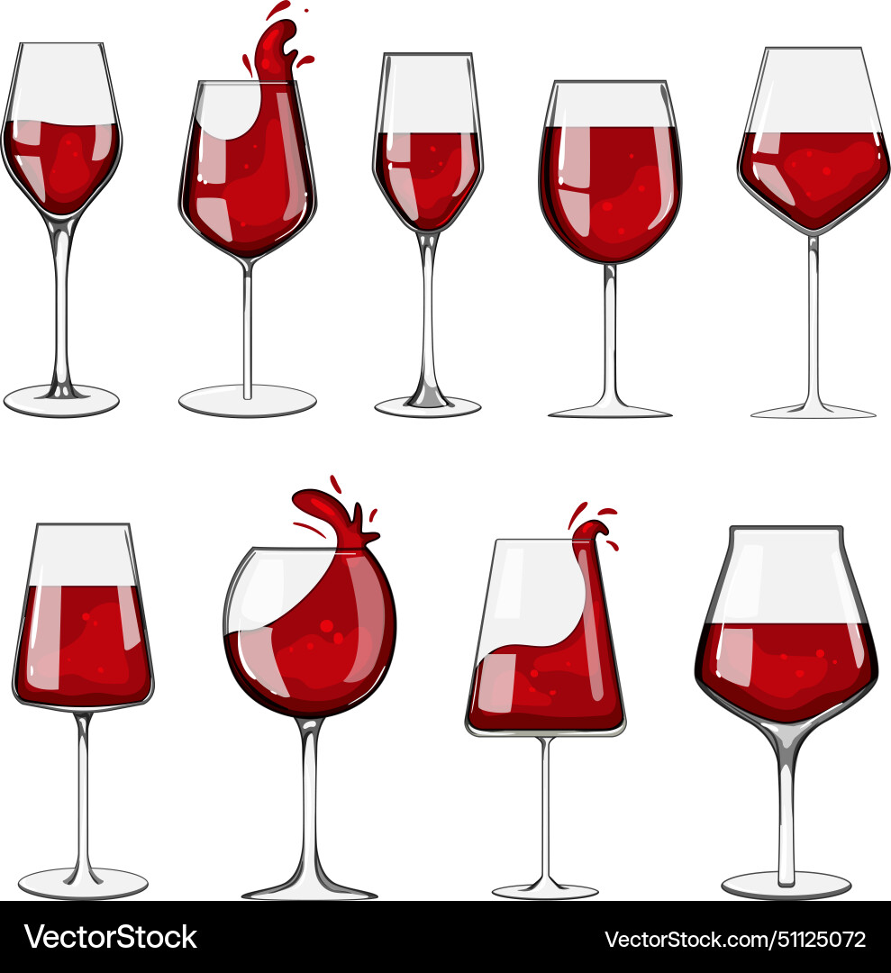 Wine glass set cartoon Royalty Free Vector Image
