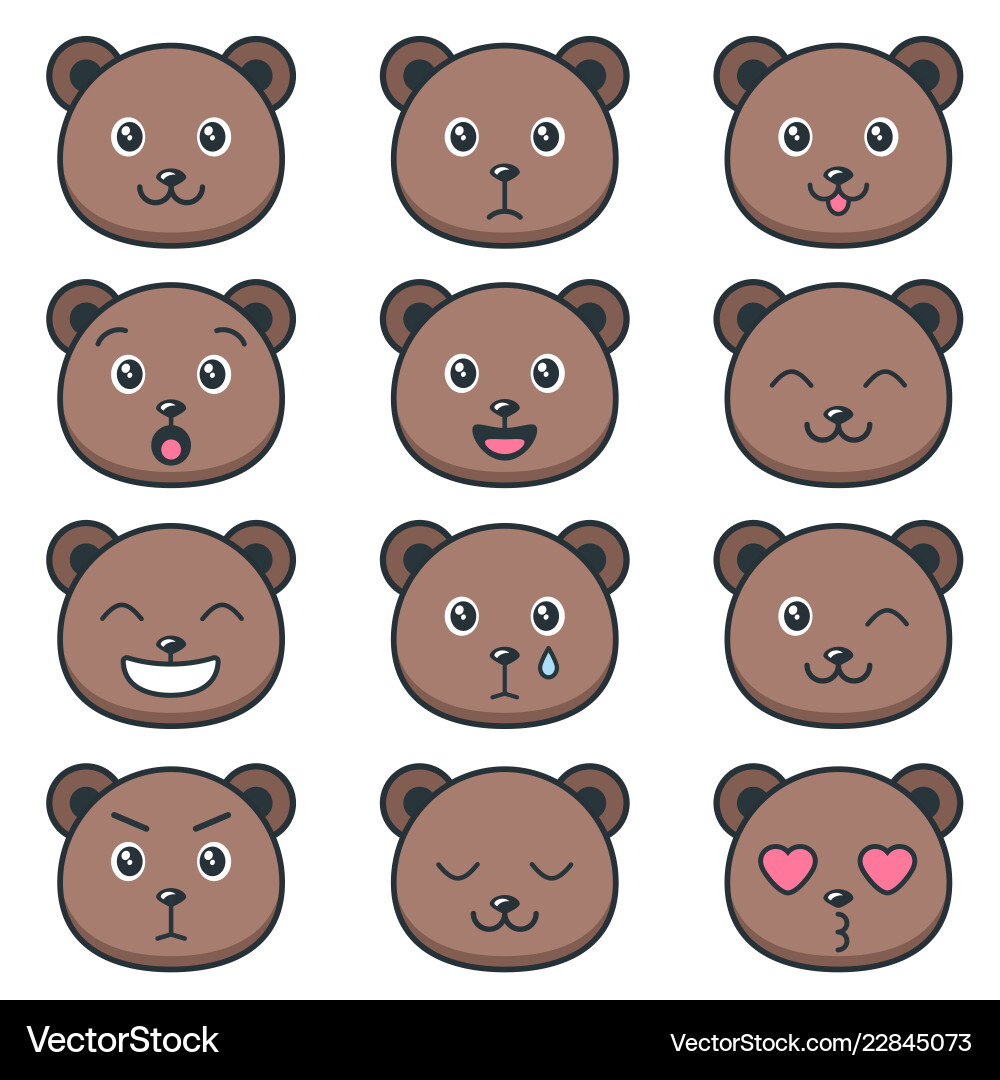Adorable Teddy Bear Emotions Royalty Free Vector Image