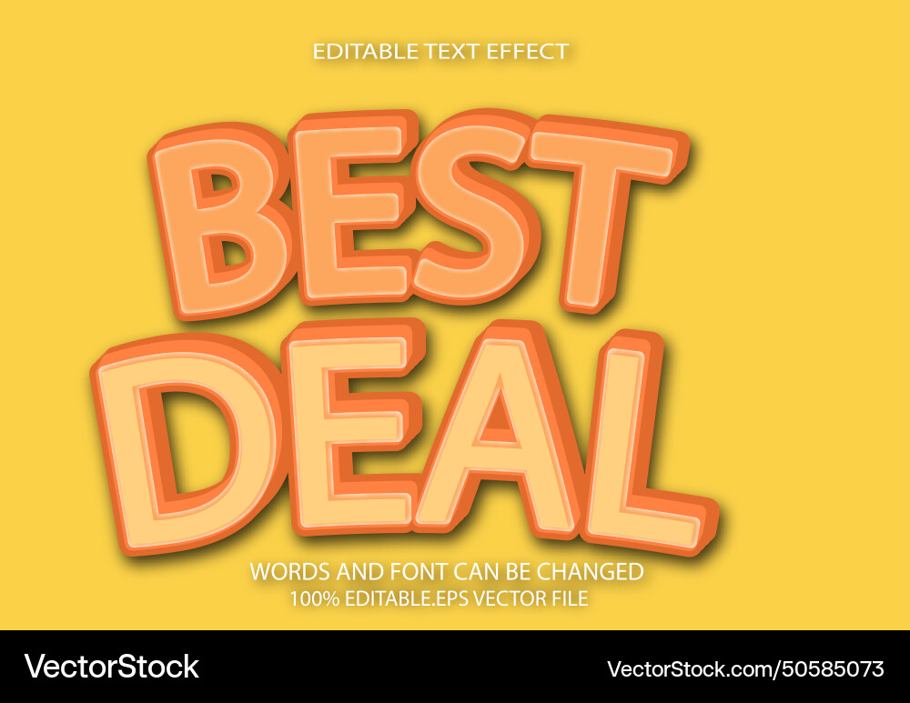 Best deal editable text effect 3d cartoon style Vector Image