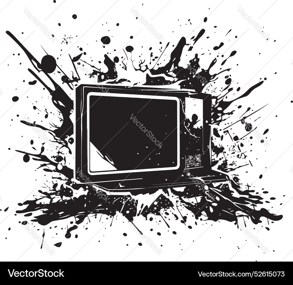 Cracked console concept design of broken tv Vector Image