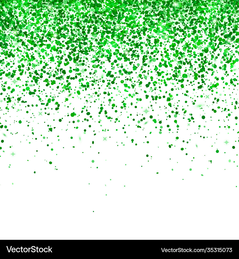 Green falling glitter on white background Vector Image