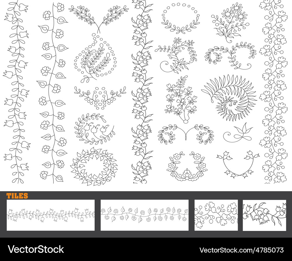 Hand drawn line border set Royalty Free Vector Image